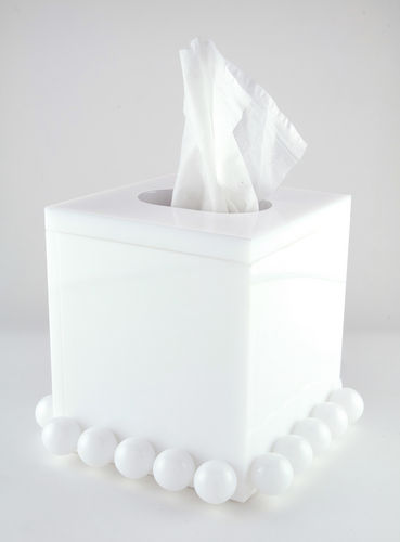 Lucite Tissue Box w/Lid White Bubble Design – Tizo Designs